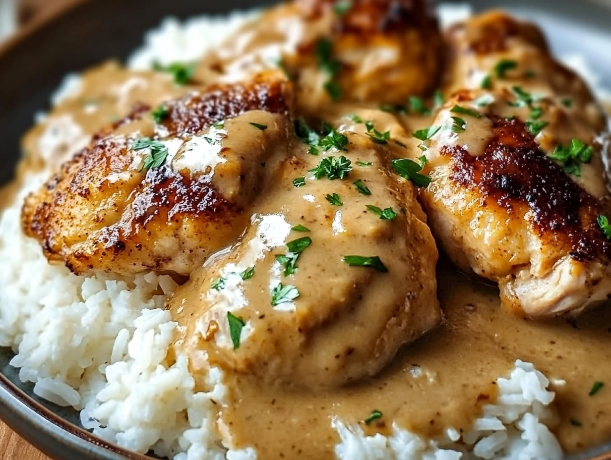 Smothered Chicken and Rice - Tastegrove